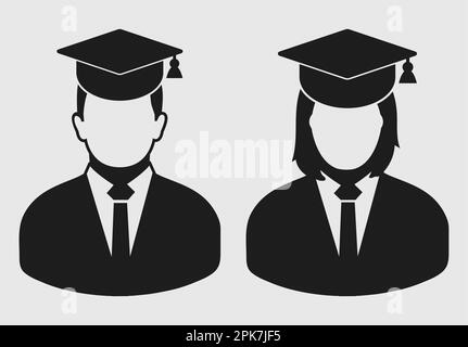Graduate Student couple Icon. Male and Female symbol on gray background ...
