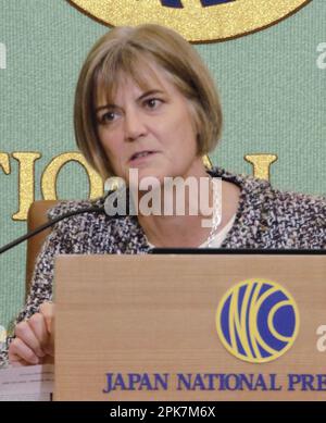 Julia Longbottom, British ambassador to Japan, speaks during an ...