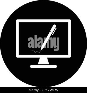 Digital Signature Icon. Rounded Button style vector EPS Stock Vector ...