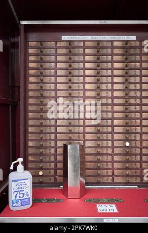 Omikuji box, Sensoji Temple, Asakusa Stock Photo - Alamy