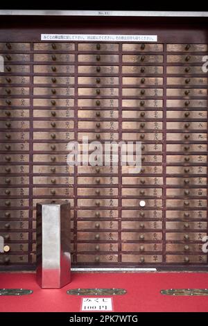 Omikuji box, Sensoji Temple, Asakusa Stock Photo - Alamy