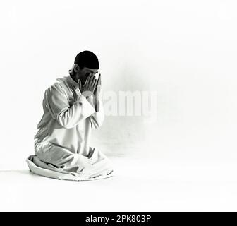 Imam of a Muslim community with Islamic beard and big prayer bump on ...