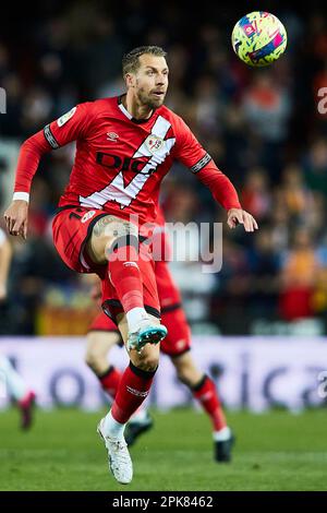 Florian Lejeune of Rayo Vallecano in action during the Spanish League ...
