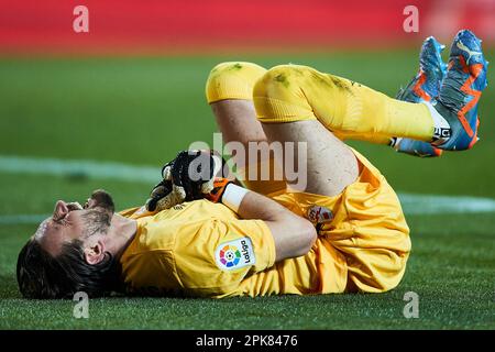 Stole Dimitrievski of Valencia looks on during the Copa del Rey Quarter ...