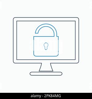 Insecure computer protection icon. Line style vector EPS Stock Vector Image & Art - Alamy