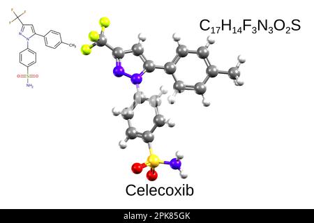 Celecoxib. Computer molecular model of celecoxib (molecular formula ...