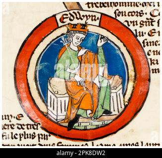 King Eadwig (circa 940-959), portrait painting in the early 14th ...