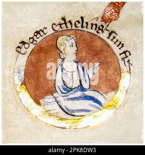 Anglo-Saxon painting in a manuscript from the 11th century, St. Dunstan ...