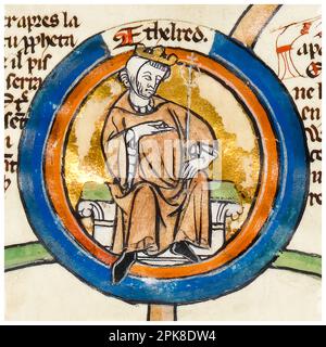 Ethelred the Unready (circa 966-1016), portrait painting from an ...