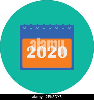 2020 Calendar Icon. Rounded button style vector EPS Stock Vector Image ...