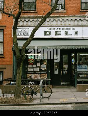 Brooklyn Heights Deli vintage sign, Brooklyn, New York Stock Photo - Alamy