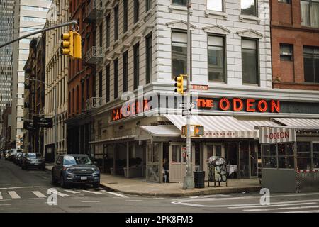 The Odeon vintage sign in Tribeca, Manhattan, New York Stock Photo - Alamy