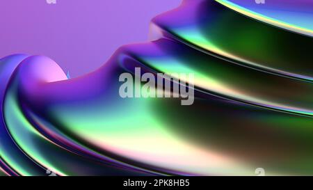 Rainbow chrome twisted metal plate psychedelic cyberpunk modern 3d ...