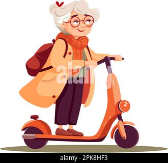 woman rides a scooter Stock Vector Image & Art - Alamy