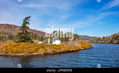 Bona Lighthouse Lochend Scotland at the end of Loch Dochfour and an ...