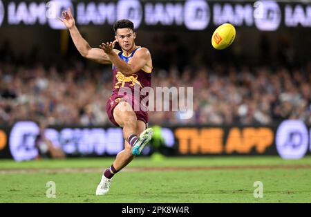 Cam Rayner of the Lions in action during the AFL Round 9 match between ...
