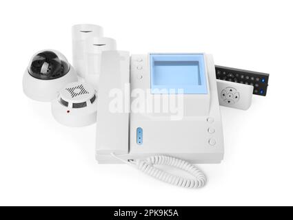 CCTV camera, remote controls, intercom, smoke and movement detectors on ...