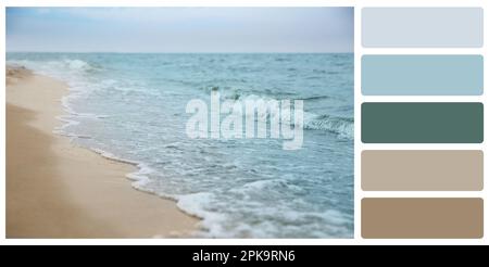 Color palette appropriate to photo of sandy beach and sea Stock Photo ...