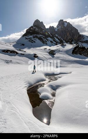 Hiker in Rofan Mountains, Alps, Austria Stock Photo - Alamy