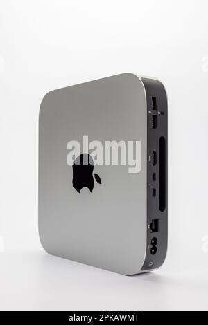 Apple Mac mini with M1 chip, rear panel, connectors, power cord, white ...