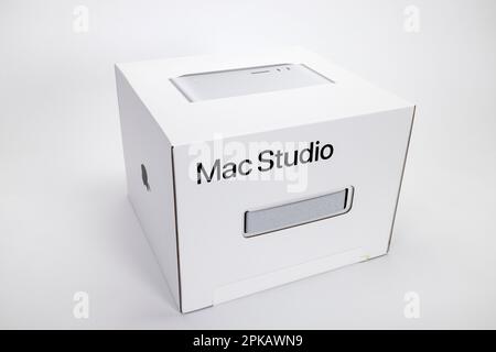Apple Mac Studio M1 Max, opened in original box, white background Stock ...