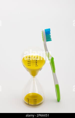 Hourglass with time display, yellow, symbol image, transience, passage ...