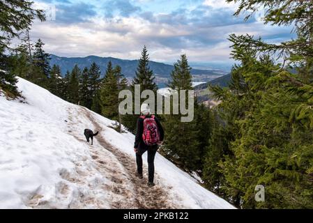 Hiking during early spring in the Bavarian alps near Tegernsee, Germany ...