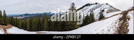 Hiking during early spring in the Bavarian alps near Tegernsee, Germany ...