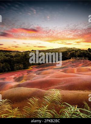 Seven Colored Earth on Chamarel, Mauritius island, Africa Stock Photo ...