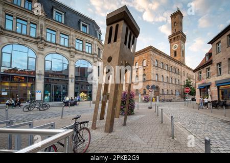 City hall Fürth with leaning tower, quintessence, Franconia, Bavaria ...