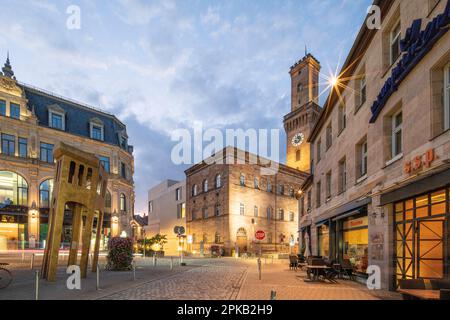 City hall Fürth with leaning tower, quintessence, Franconia, Bavaria ...