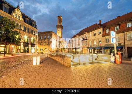 City hall Fürth with leaning tower, quintessence, Franconia, Bavaria ...