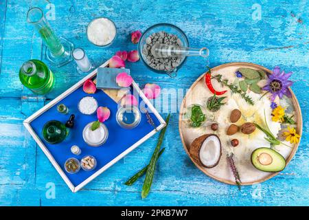 Home-made vegetable oils and cosmetics Stock Photo - Alamy