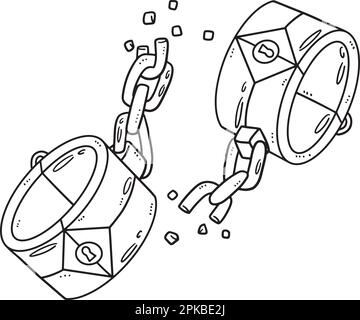 Hand with Broken Shackles Isolated Coloring Page Stock Vector Image ...
