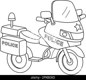 Police Motorcycle Coloring Page Illustration Stock Vector Image & Art ...
