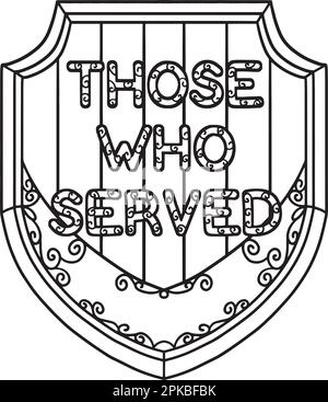 Memorial Day Badge Isolated Coloring Page for Kids Stock Vector Image ...