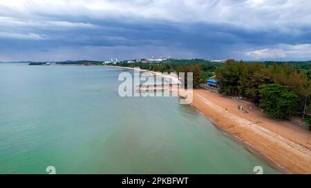 An aerial view of the sunny shore of the Linggi River in Malaysia Stock ...