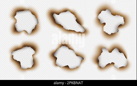 Burn edge paper hole corner vector effect set on transparent background ...