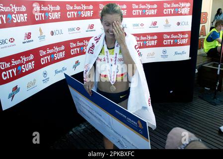 New Zealand’s Jessica Ruthe, winner of the women’s race, runs to her ...