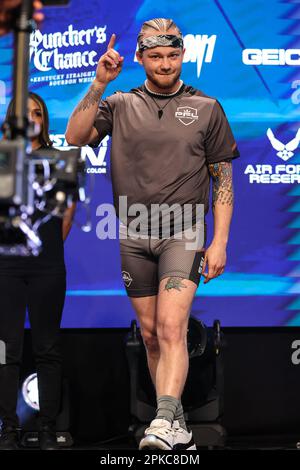 April 7, 2023: (R-L) Amateur Lightweight Isaiah Figueroa kicks Biaggio ...