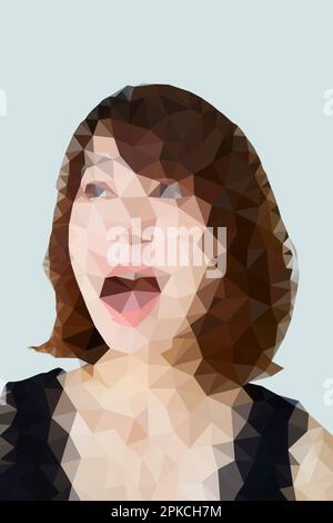 Polygon of woman's face Stock Photo - Alamy