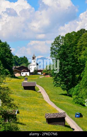Germany, Upper Bavaria, Loisachtal, Werdenfels, Zugspitze massif ...