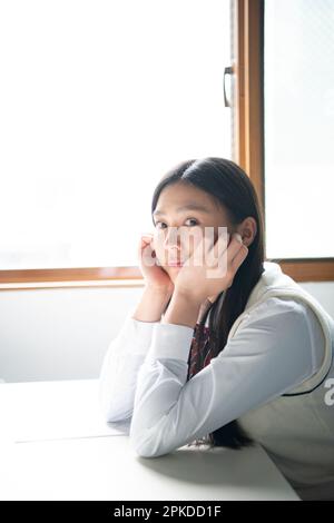 High school girl with cheekbones Stock Photo - Alamy