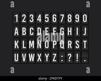 Bold airport terminal mechanical flip scoreboard alphabet font with ...