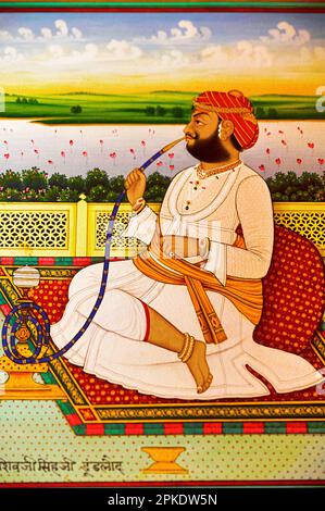 Painting portrait of Chhatrapati Shivaji Maharaj, displayed at Shivgarh ...