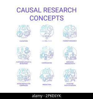 Causal research blue gradient concept icons Stock Vector Image & Art ...