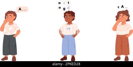 Disability problem of dyslexia, dysgraphia vector illustration. Cartoon ...