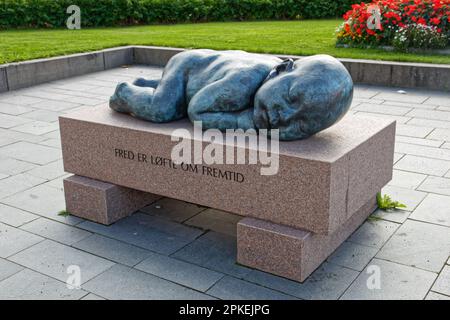 Sculpture of a sleeping baby, Narvik, Norway Stock Photo - Alamy