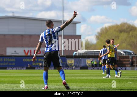 Liam Palmer #2 of Sheffield Wednesday gives his team instructions Stock ...