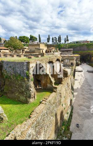 Ancient beach of Ercolano - Herculaneum, ancient Roman town destroyed ...